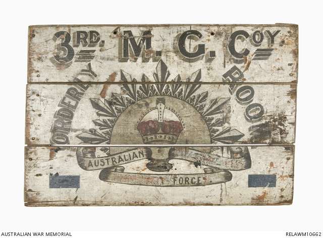 Orderly room sign board : 3 Machine Gun Company, AIF | Australian War ...