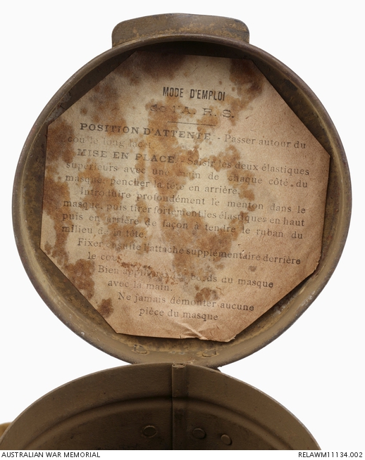 French ARS gas respirator container | Australian War Memorial