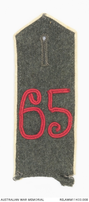German shoulder strap: 65 Infantry Regiment | Australian War Memorial