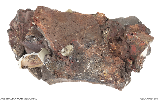 Damaged terracotta tile, atomic blast Hiroshima | Australian War Memorial