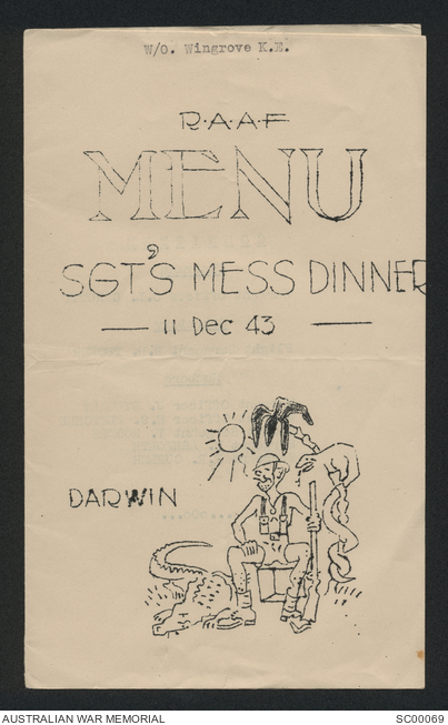 [Menu] RAAF Menu Sergeant's Mess Dinner, Darwin | Australian War Memorial