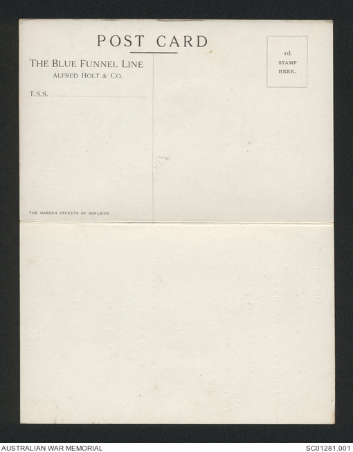 [Menu] from the Blue Funnel Line. 17 October 1915 | Australian War Memorial