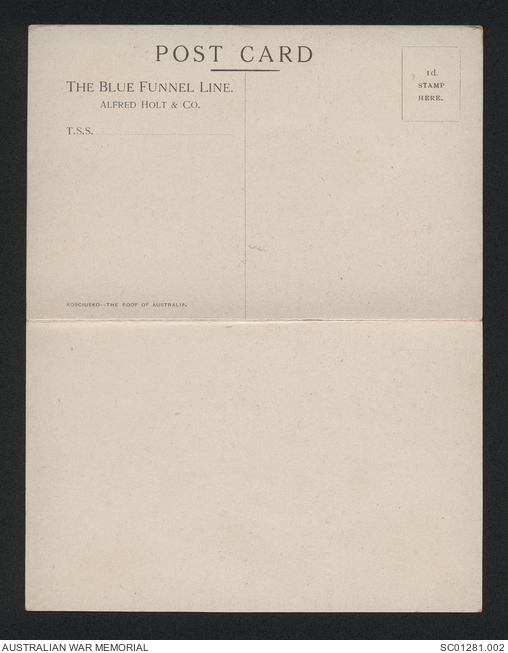 [Menu] from the Blue Funnel Line. 18 October 1915 | Australian War Memorial