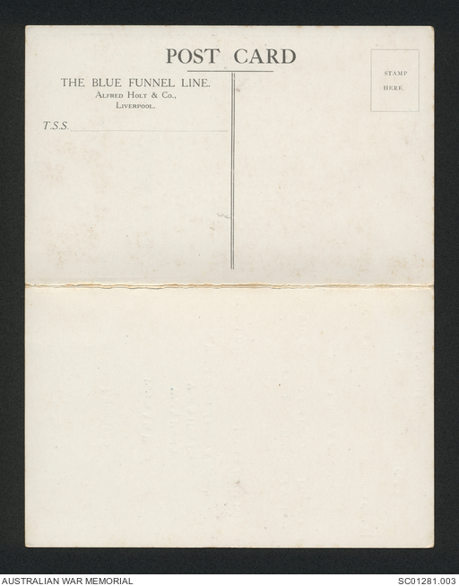 [Menu] from the Blue Funnel Line. 19 October 1915 | Australian War Memorial