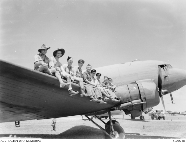 Akyab, Burma. c. 4 April 1945. RAAF members in No. 62 (Dakota) Squadron ...