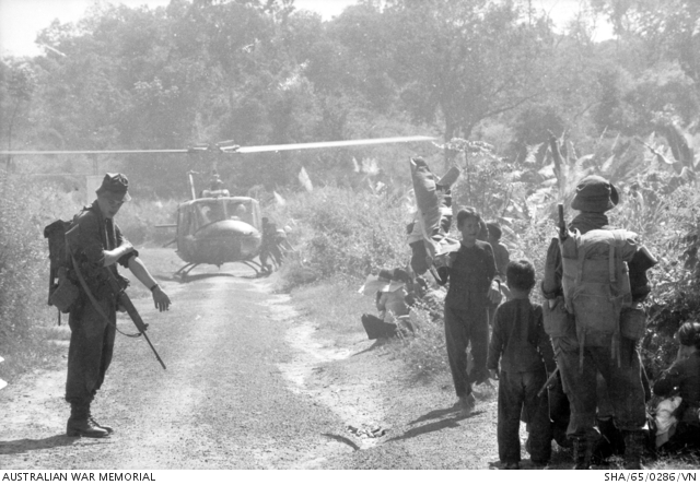 Vo Dat, Vietnam. In Binh Tuy province a US helicopter arrives with ...