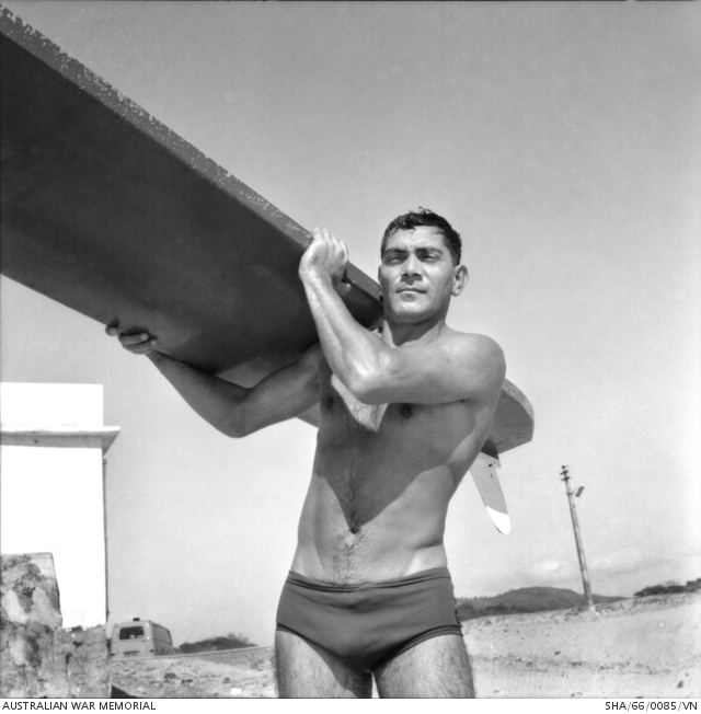 Vietnam. 1966-01. Private (Pte) Harry Freeburn of Casino, NSW, carries ...