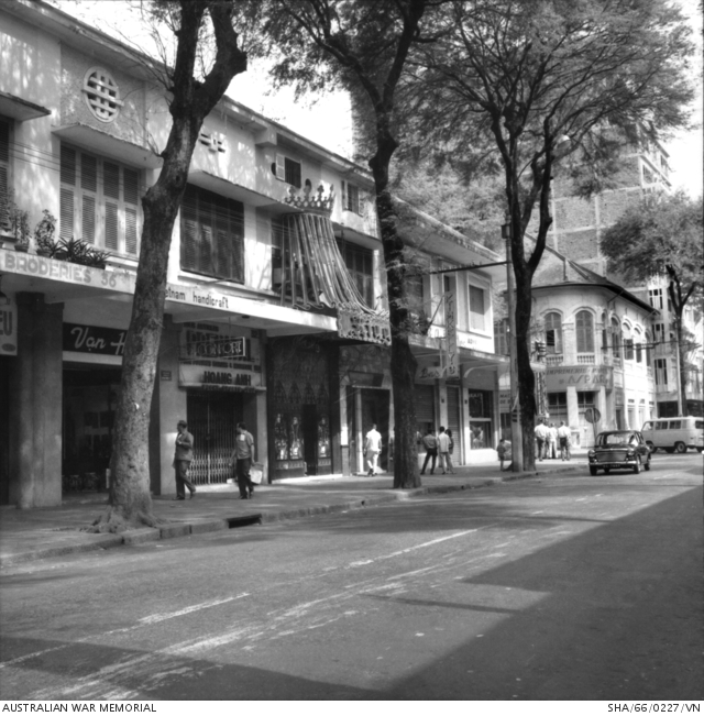 Shops and other buildings in Tu Do Street. | Australian War Memorial