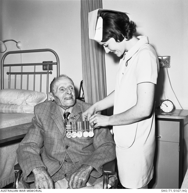 Queanbeyan, NSW. May 1971. Informal portrait of veteran Mr Ernest Corey ...