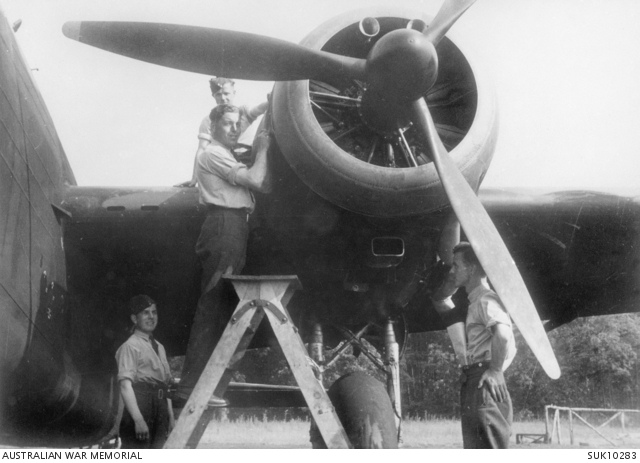 Holme-on-Spalding Moor, Yorkshire, England. C. 1942-02. RAF ground crew ...