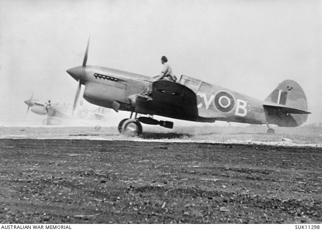 1943-07. KITTYHAWK FIGHTER-BOMBERS OF NOS. 3 AND 450 SQUADRONS RAAF ...