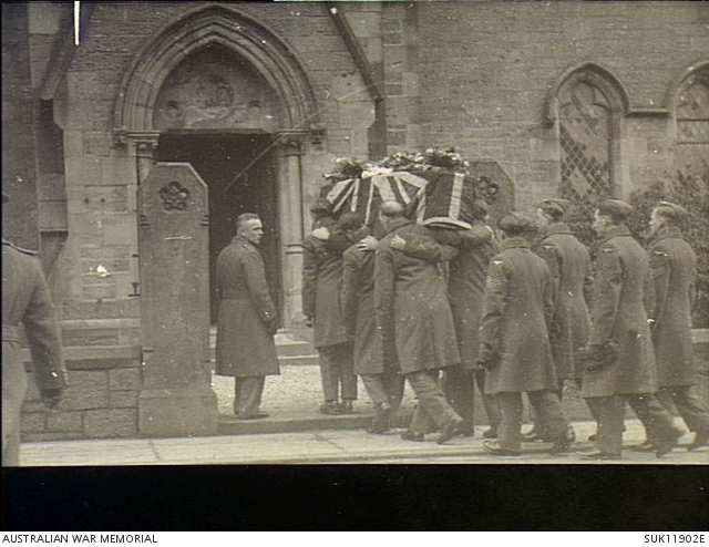 Argyll, Scotland. 1944-03-15. The bearer party carrying the coffin at ...