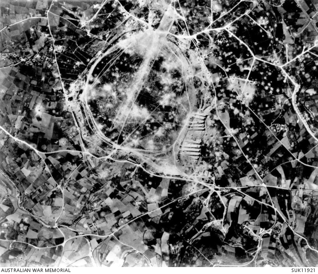 TA KALI, MALTA. 1942-04. AIRFIELD AND DISPERSALS POCKMARKED BY HUNDREDS ...