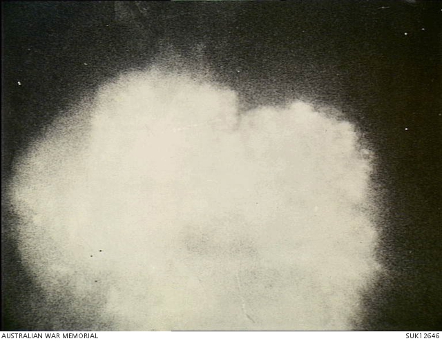 England. C. 1944-08. A German V-1 flying bomb explodes harmlessly in ...