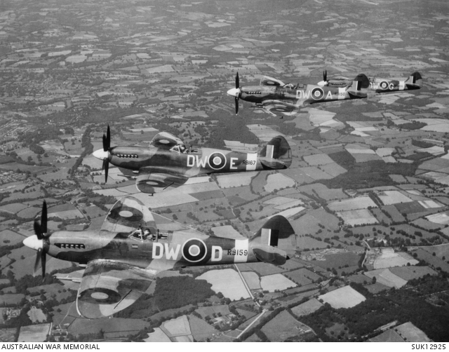 England. C. 1944-09. Mark XIV Spitfires on patrol. | Australian War ...