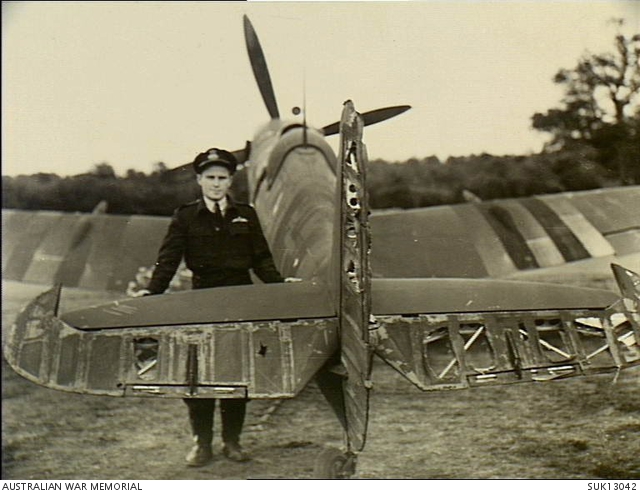 ENGLAND. 1944-07-01. 404163 FLYING OFFICER G. P. ARMSTRONG OF MT MORGAN ...