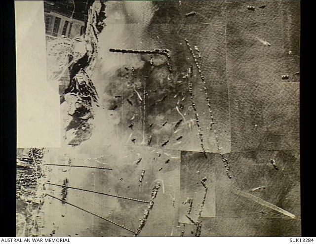 Arromanches, Normandy, France. C. 1944-11. A "Mulberry" artificial ...