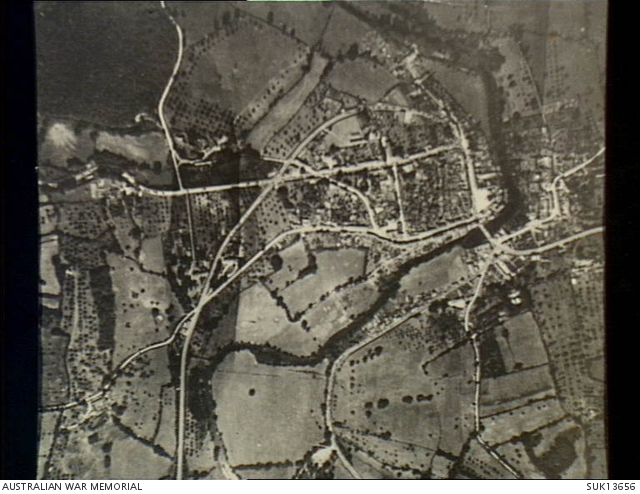 Falaise, France. A night reconnaissance photograph taken from a ...