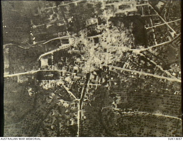 Falaise, France. A night reconnaissance photograph taken from a ...