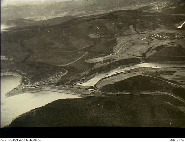 GERMANY. 1945-02. RAF RECONNAISSANCE PHOTOGRAPH OF ONE OF THE ROER DAMS ...