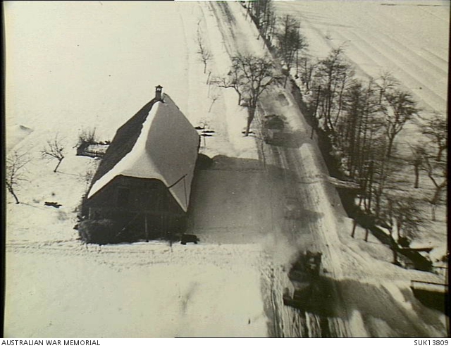 Maribor, Yugoslavia. C. 1945-02. German road transport being attacked ...