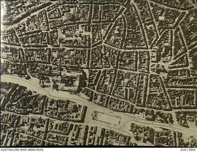Cologne, Germany. C. 1944-03. Aerial view of an area of 230 acres near ...