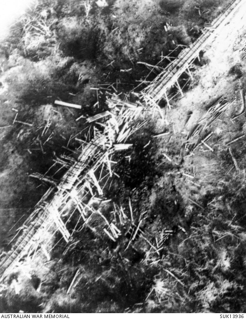 Thanbyuzayat, Burma. C. 1945-03. This is a close-up of the battered 200 ...