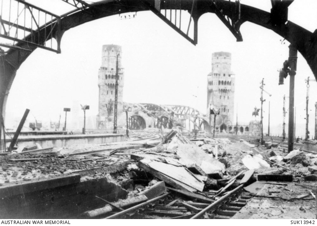 Cologne, Germany. C. 1945-03. This photograph shows graphically how the ...
