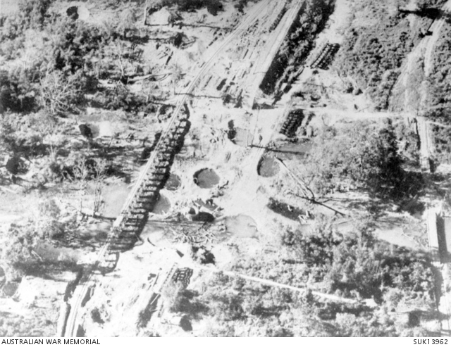 Burma. C. 1945-03. This main line bridge on the Burma-Thailand railway ...
