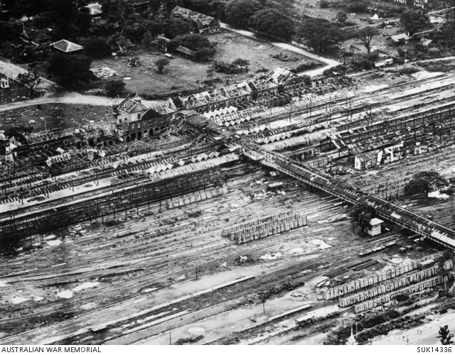 Rangoon, Burma. C. 1945-05. Air views of Rangoon after its capture ...
