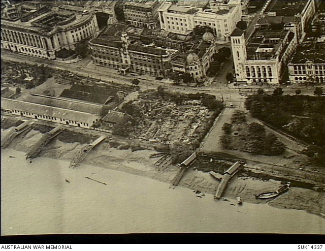 Rangoon, Burma. C. 1945-05. Aerial photograph of Rangoon after its ...