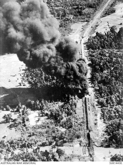 Anim, Burma. 1945-05-22. A Japanese train fifteen miles south of Anim ...