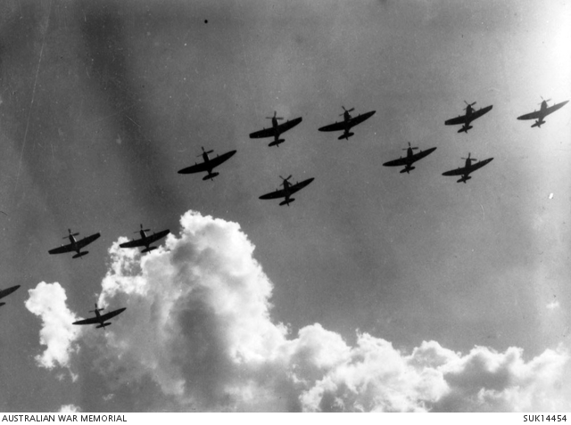 Udina, Italy. C. 1945-06. Fly-past of Desert Air Force squadrons ...