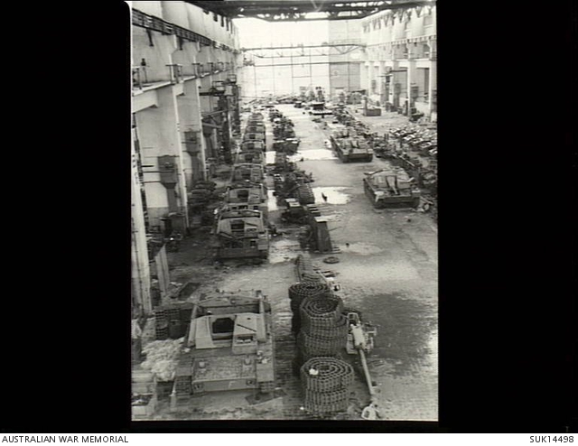 Magdeburg, Germany. C. 1945-07. Interior of one of the machine shops ...