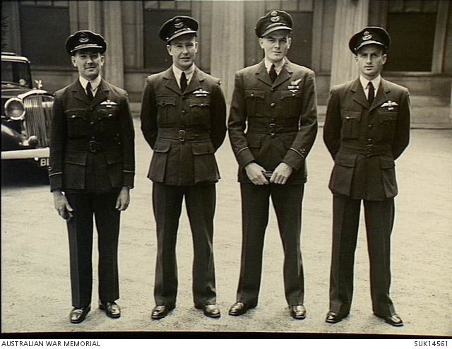 London, England. C. 1945-07. Group portrait of RAAF officers who ...