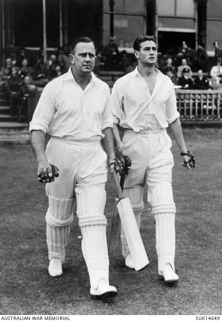 London, England. 1945-08-07. C. G. Pepper and Keith Ross Miller RAAF ...