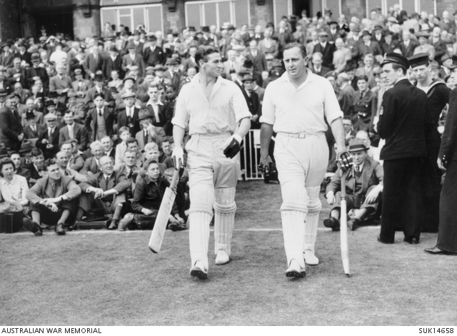 Manchester, England. 1945-08-20. Keith Ross Miller and C. G. Pepper ...