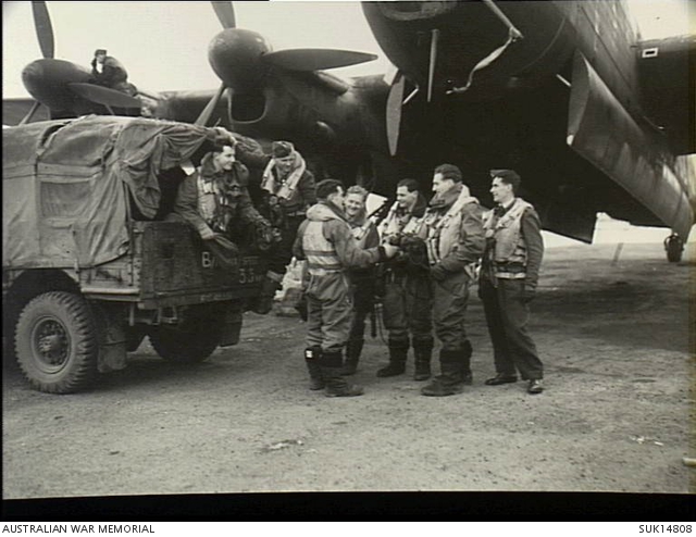 A Lancaster crew of 576 Squadron RAF which raided Berlin eleven times ...
