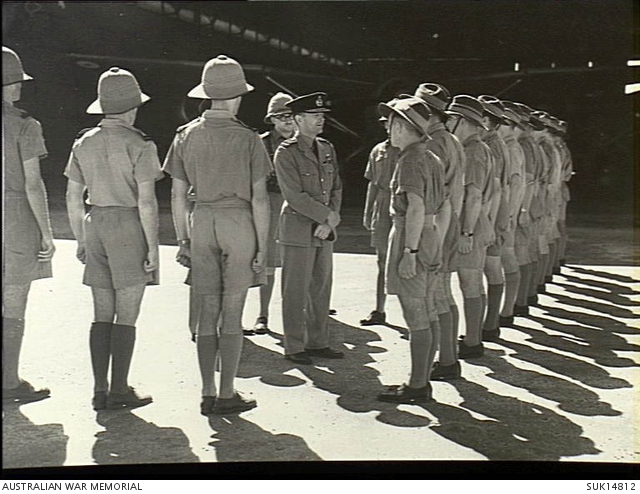 Middle East. C. 1940-10. Members of No. 3 Squadron RAAF being inspected ...