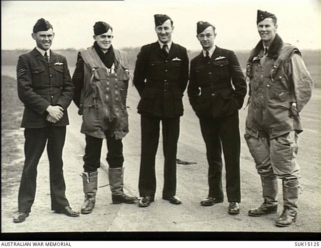 England. C. 1941-05. Five RAAF airmen who trained under the Empire Air ...