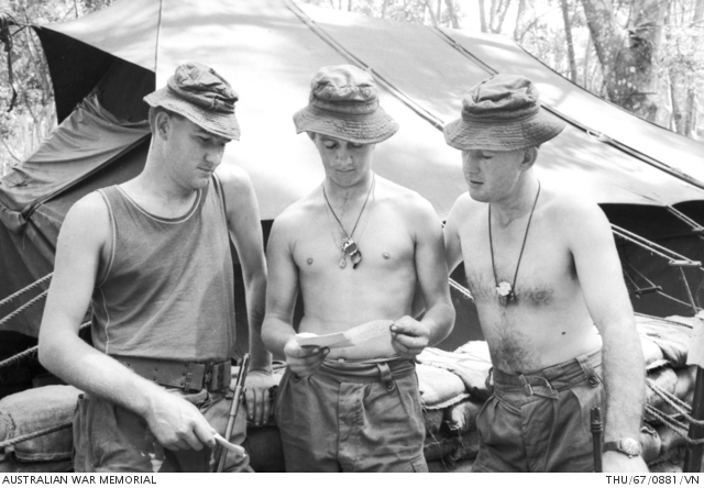 Nui Dat, Vietnam. 1967-10. Corporal Gavin Alberd of Mackay, Qld (left ...
