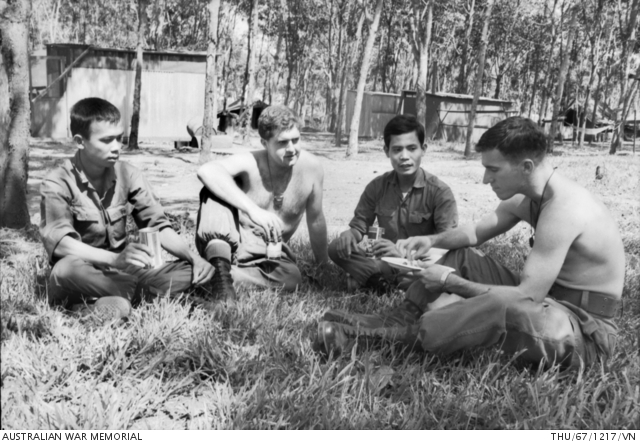 Nui Dat, South Vietnam. 1967-12. Members of the Australian Army ...