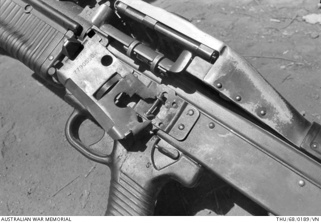 South Vietnam. 1968-03. Although this M60 machine gun is wrecked, and will never fire again, it ...