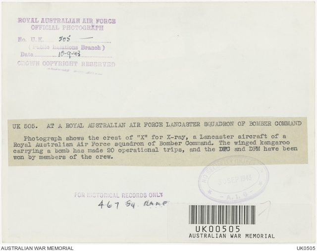 LINCOLNSHIRE, ENGLAND. 1943-09-10. "X" FOR X-RAY, A LANCASTER AIRCRAFT ...