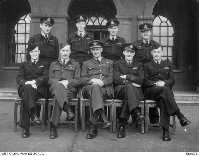 SHAWBURY, ENGLAND. 1943-10-09. RAAF INSTRUCTORS WITH THEIR STATION ...