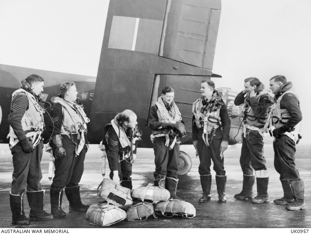 YORKSHIRE, ENGLAND. 1944-01-18. MEMBERS OF THE CREW OF HALIFAX OF NO ...