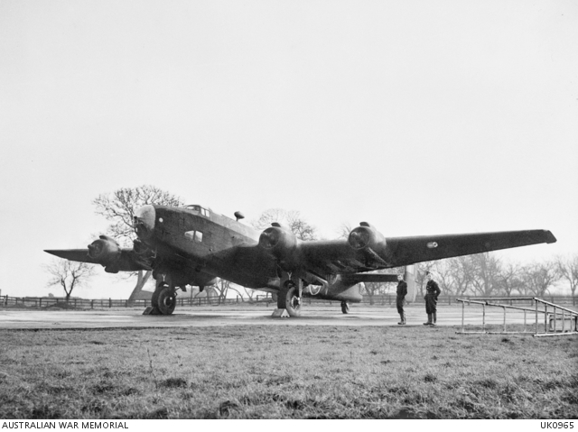 YORKSHIRE, ENGLAND. 1944-01-20. A HALIFAX AIRCRAFT BELONGING TO NO. 466 ...