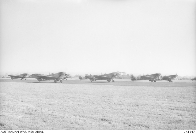 SUSSEX, ENGLAND. 1944-05-25. SPITFIRE AIRCRAFT OF NO. 453 SQUADRON RAAF ...