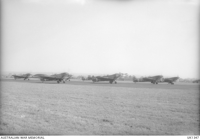 SUSSEX, ENGLAND. 1944-05-25. SPITFIRE AIRCRAFT OF NO. 453 SQUADRON RAAF ...
