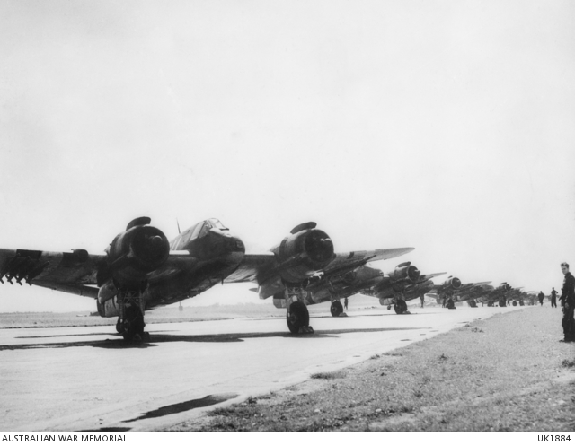 NORFOLK, ENGLAND. C. 1944-09. LINE UP OF ROCKET FIRING BEAUFIGHTER ...